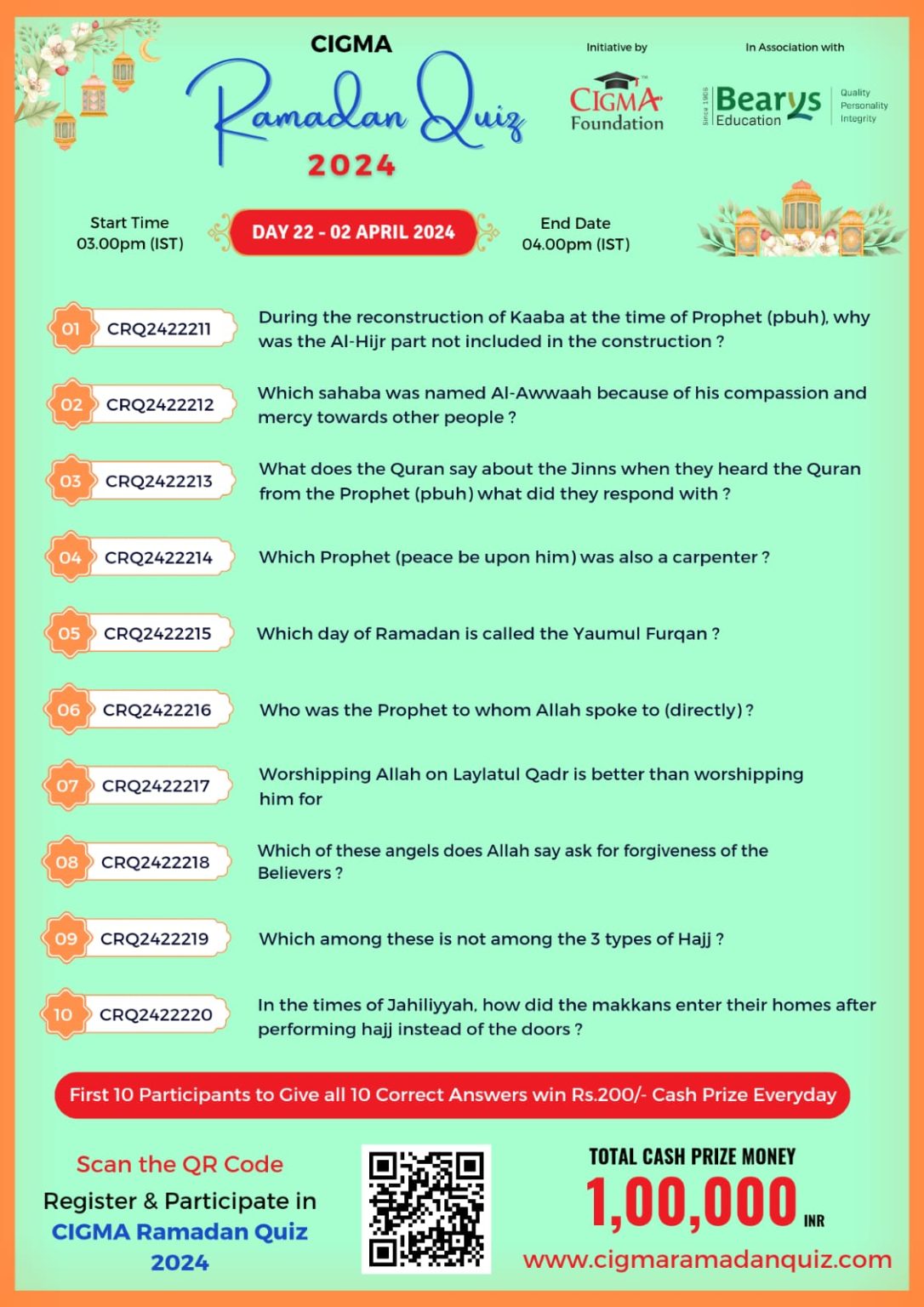 Day 22 Quiz Questions 02 April 2024 | CIGMA Ramadan Quiz 2024 - CIGMA ...